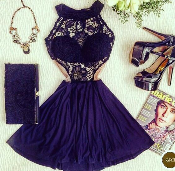 Midriff Prom Dress,Lace Prom Dress,Mini Prom Dress,Fashion Homecoming ...